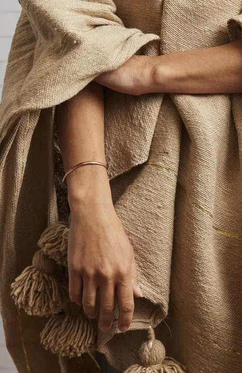 VERVE CULTURE Moroccan Cotton Blanket - Camel