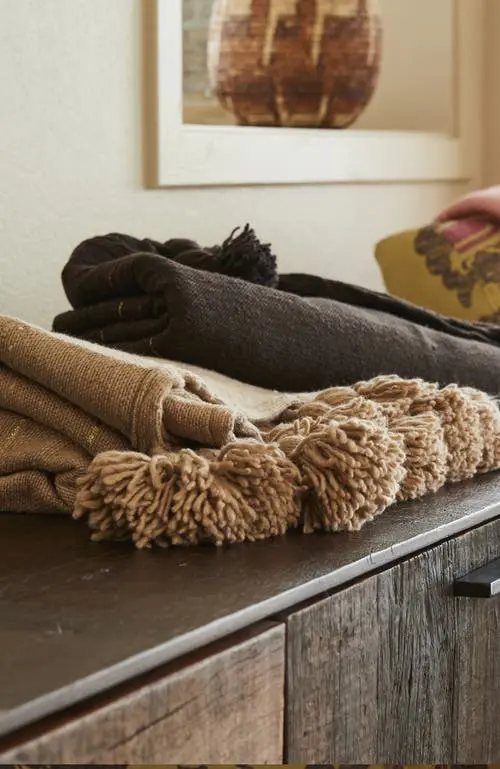 VERVE CULTURE Moroccan Cotton Blanket - Camel