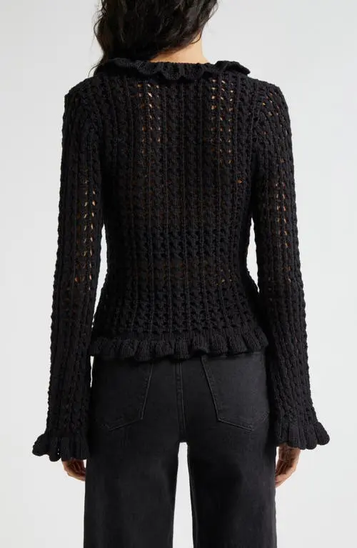 L'Agence Solaris Open Stitch Cotton-blend Cardigan - Black