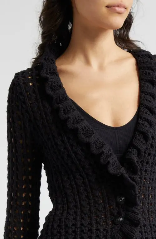L'Agence Solaris Open Stitch Cotton-blend Cardigan - Black