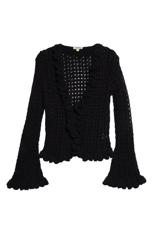 L'Agence Solaris Open Stitch Cotton-blend Cardigan - Black