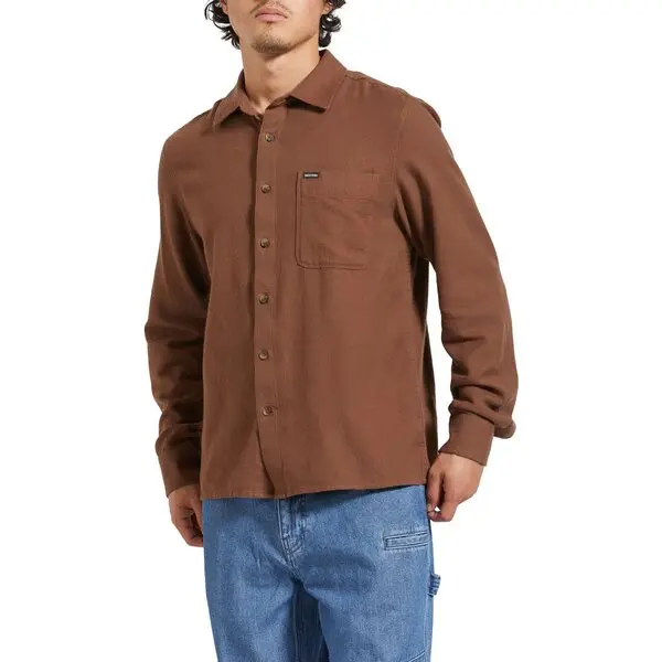Brixton Hastings Solid Flannel Button-up Shirt - Pinecone Brown