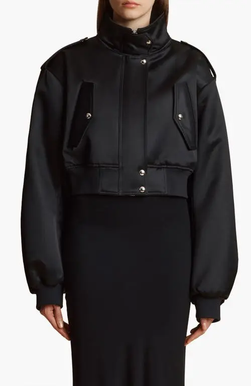 Khaite Kember Satin Crop Jacket - Black