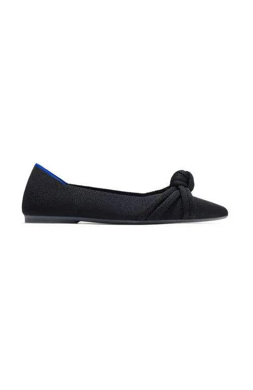 Rothy's The Knot Point Ii Knit Flats With Knotted Embellishment - Black