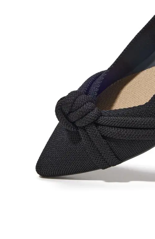Rothy's The Knot Point Ii Knit Flats With Knotted Embellishment - Black