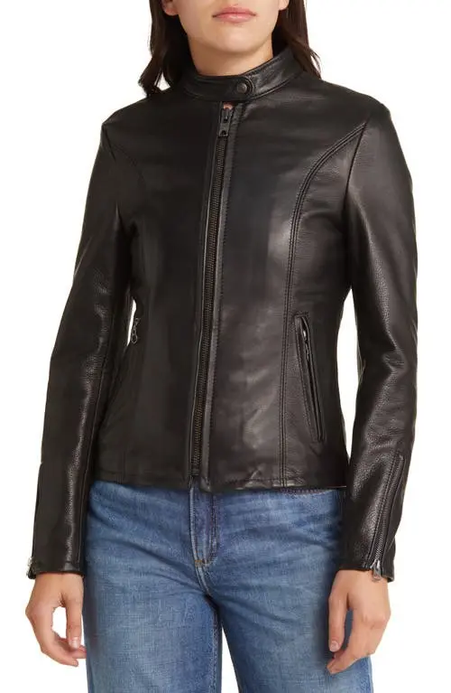SCHOTT Leather Cafe Racer Moto Jacket