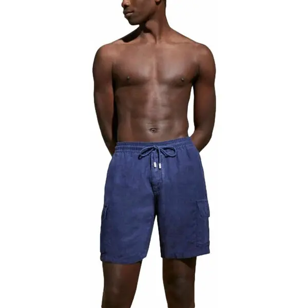 Vilebrequin Linen Bermuda Cargo Shorts - Bleu Marine