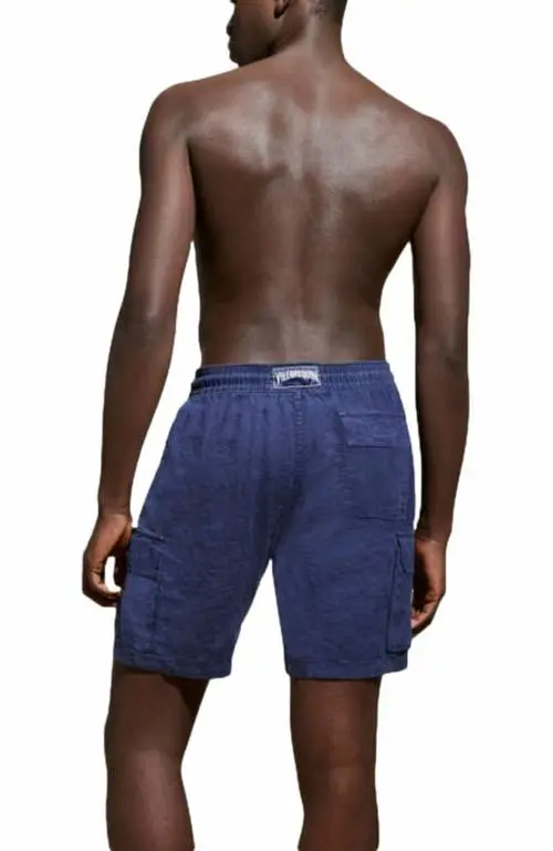 Vilebrequin Linen Bermuda Cargo Shorts - Bleu Marine