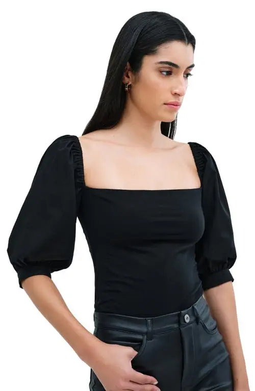 MARCELLA Alana Mixed Media Top - Black