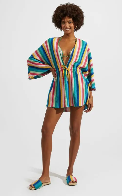 La DoubleJ Costiera Mini Dress - Multicolor Turquoise