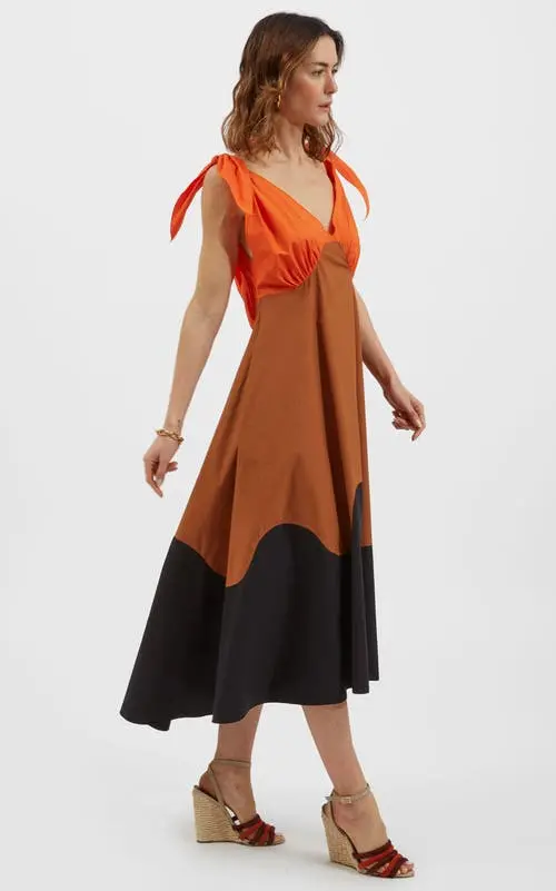 La DoubleJ High Tide A-line Dress - Color Block Corallo Coral