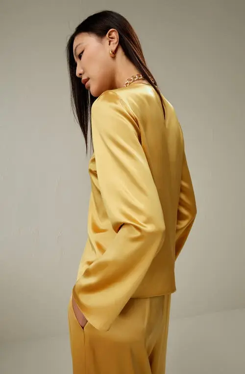 Lilysilk Minimalist Long-sleeve Silk Top