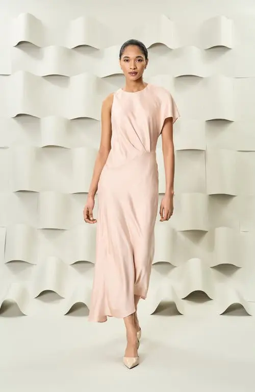 blush asymmetrical dress Asymmetrical Midi Dress in Blush Floral main image 1
