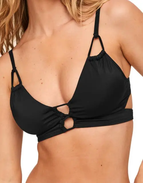 ADORE ME Tatiana Floral Print Bikini Top With Cross-loop Detail - Black