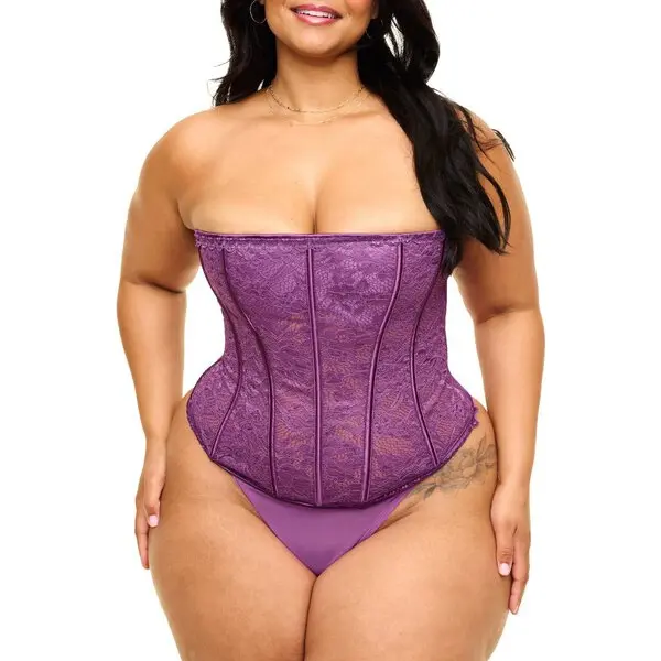 ADORE ME Hailey Lined Corset & G-string Set - Dark Purple