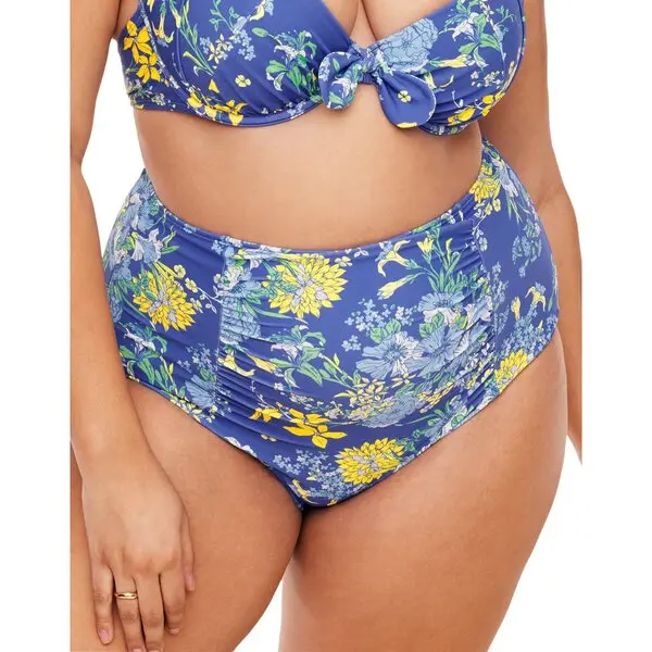 ADORE ME Shelby High-waisted Bikini Bottom - Floral Blue