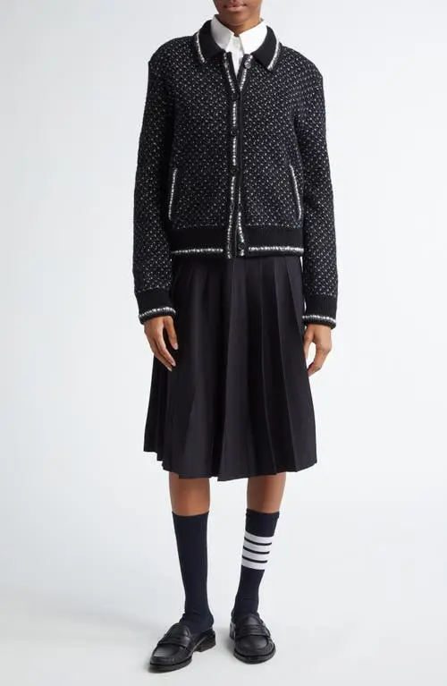 Thom Browne Pleated Wool And Silk Midi Skirt