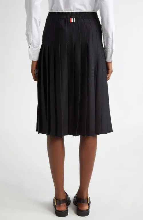Thom Browne Pleated Wool And Silk Midi Skirt