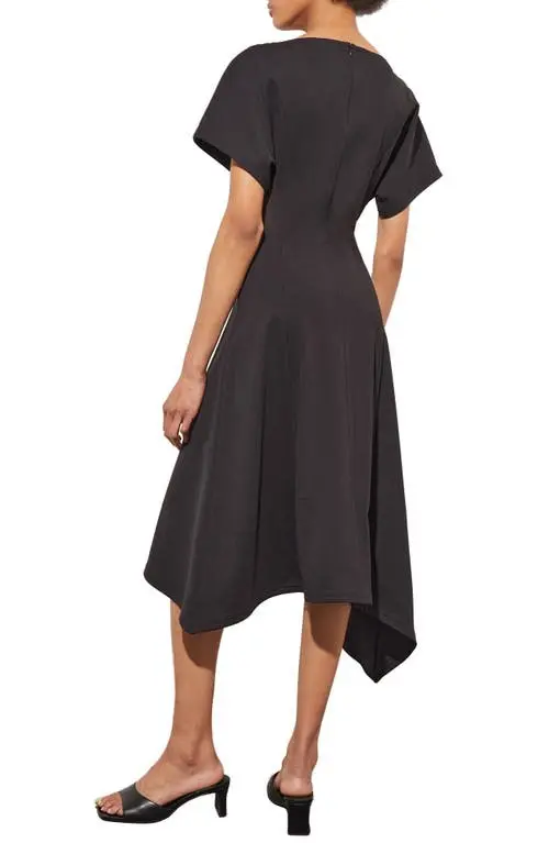 Ming Wang Asymmetric Midi Dress In Black - 50% Off | Editorialist