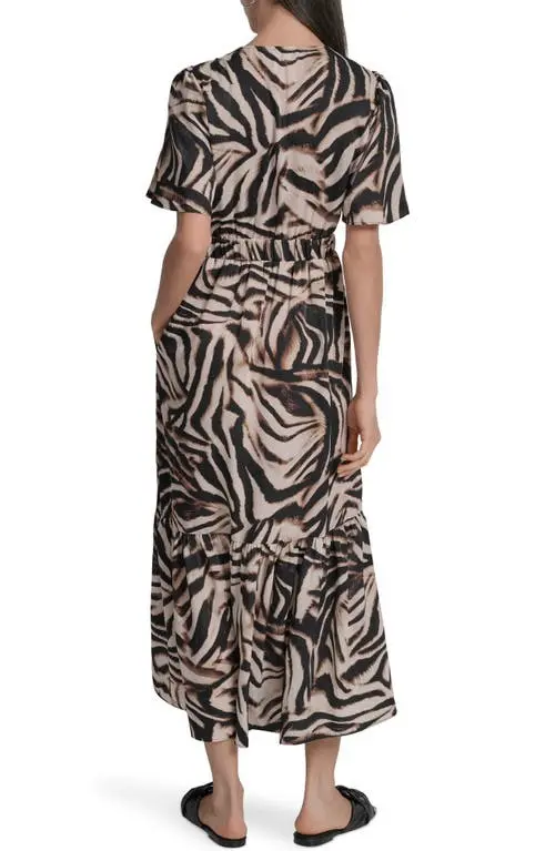 Dkny Print V-Neck Maxi Dress In Blurred Zebra - 30% Off | Editorialist