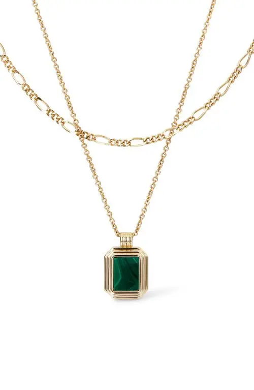 ANA LUISA Temple Green Layered Necklace Set - Gold