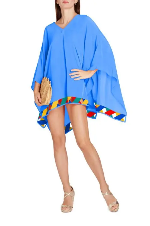 VALIMARE Bandage Hem Chiffon Cover-up Poncho - Blue