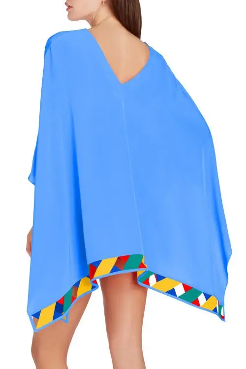 VALIMARE Bandage Hem Chiffon Cover-up Poncho - Blue