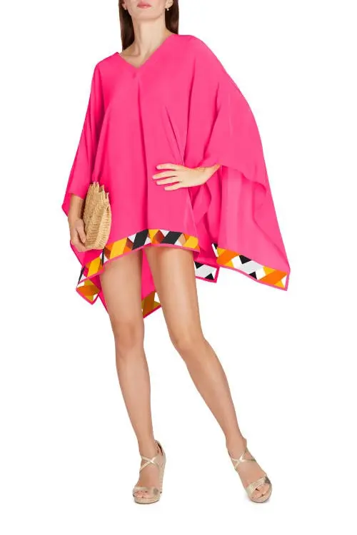 VALIMARE Bandage Hem Chiffon Cover-up Poncho - Fuscia
