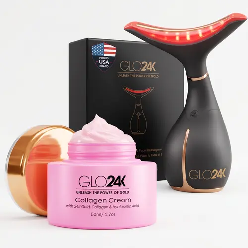 GLO24K Neck & Face Led Beauty Massager +collagen Neck Cream - Na