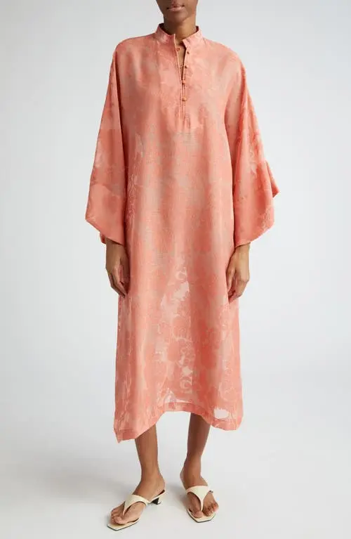 La Vie Style House Damask Cover-up Caftan - Orange