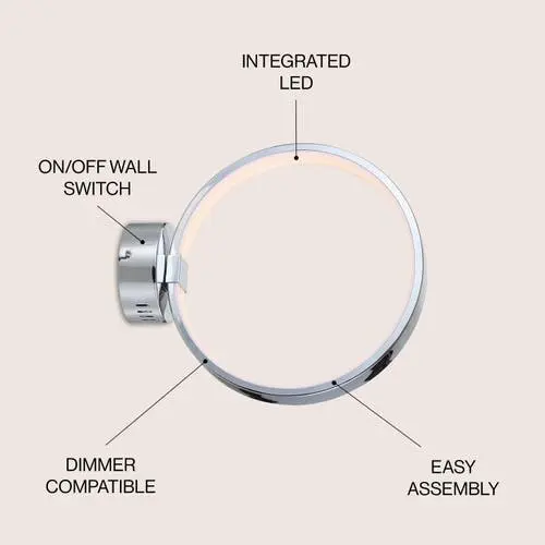 JONATHAN Y Nathaniel Dimmable Integrated Led Metal Wall Sconce - Chrome