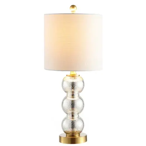 JONATHAN Y February Glass/metal Led Table Lamp - Mercury Glass/brass Gold