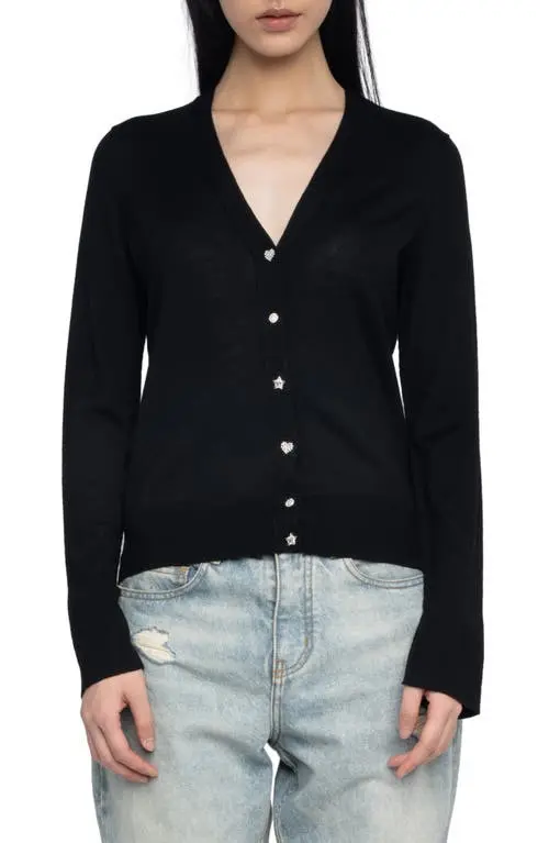 Zadig&Voltaire Jemma Crystal Button Merino Wool Cardigan