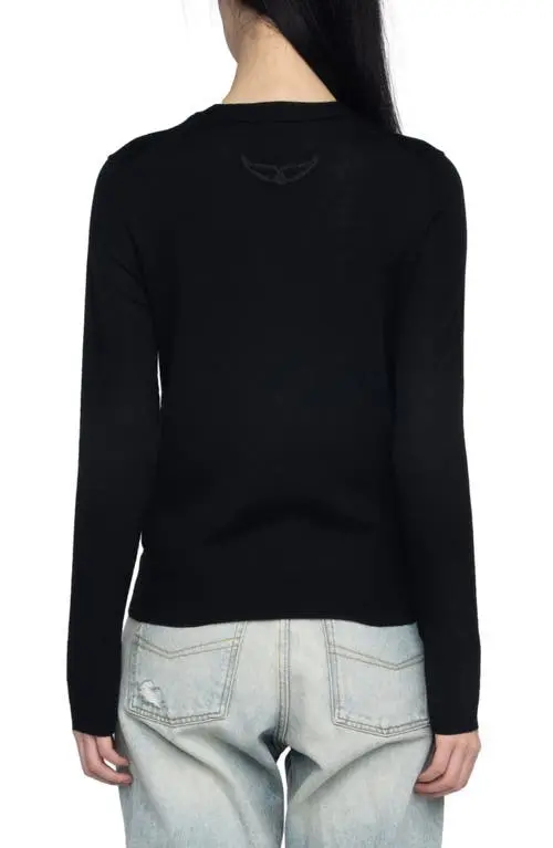Zadig&Voltaire Jemma Crystal Button Merino Wool Cardigan