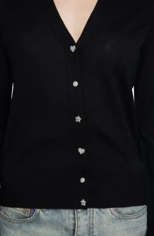 Zadig&Voltaire Jemma Crystal Button Merino Wool Cardigan