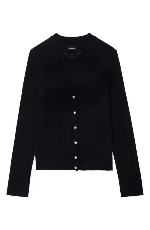 Zadig&Voltaire Jemma Crystal Button Merino Wool Cardigan