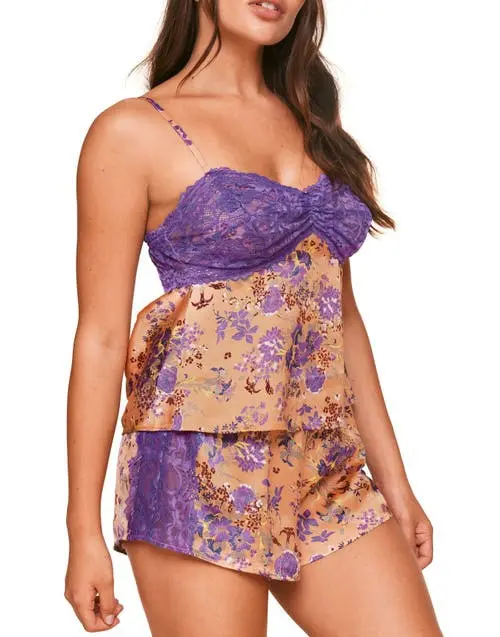 ADORE ME Chrisy Pajama Cami & Shorts Set - Floral Brown
