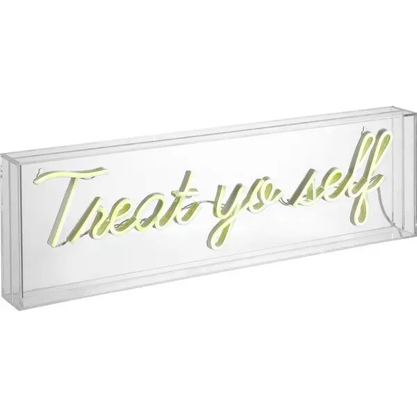 JONATHAN Y Treat Contemporary Glam Acrylic Box Usb Operated Led Neon Light - White