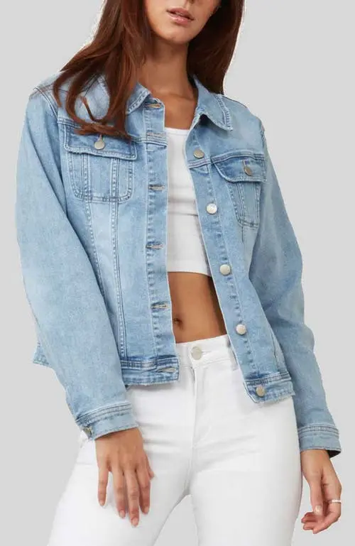 LOLA JEANS Gabriella Classic Denim Trucker Jacket - Stone Blue Skyline