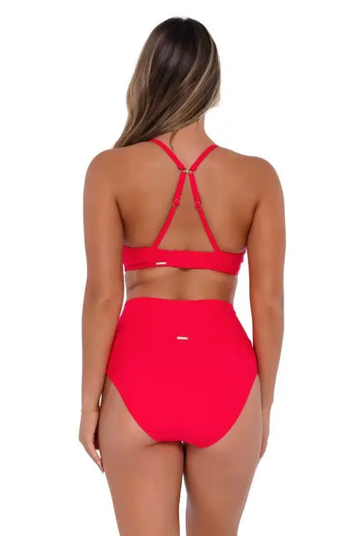 SUNSETS Hannah High Waist Bikini Bottom - Geranium