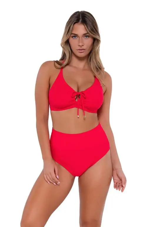 SUNSETS Hannah High Waist Bikini Bottom - Geranium