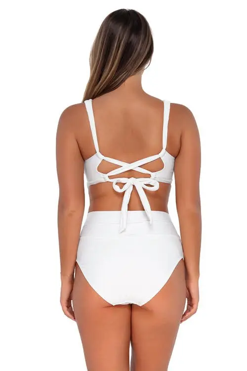 SUNSETS Hannah High Waist Bikini Bottom - White Lily