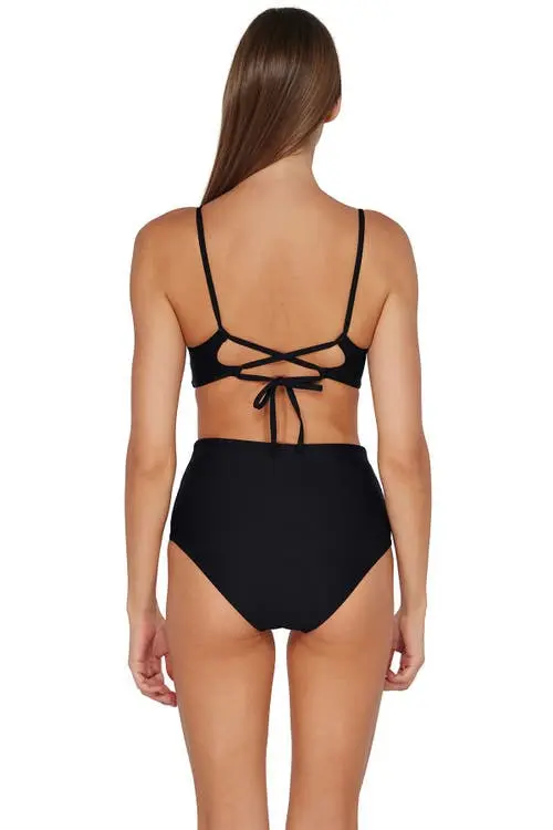 SUNSETS Capri High Waist Bikini Bottom - Black