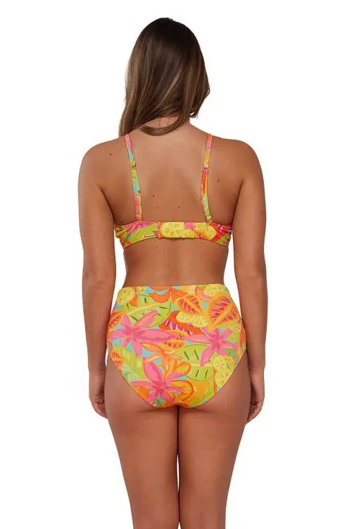 SUNSETS Capri High Waist Bikini Bottom - Citrus Grove Sandbar Rib