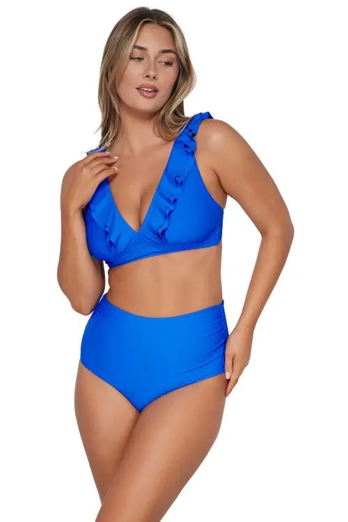 SUNSETS Capri High Waist Bikini Bottom - Electric Blue