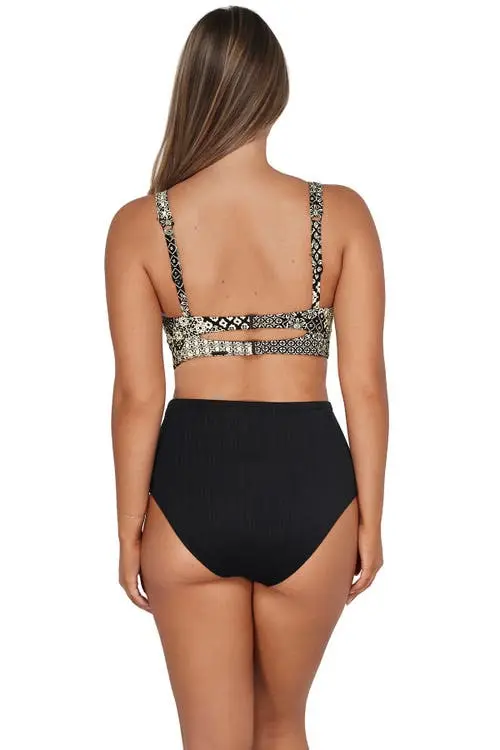 SUNSETS Capri High Waist Bikini Bottom - Venice Seagrass Texture