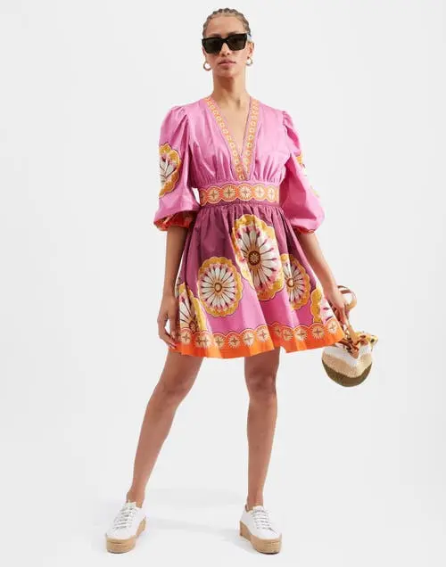 La DoubleJ Margherita Mini Dress - Napoli Plates Placée Pink