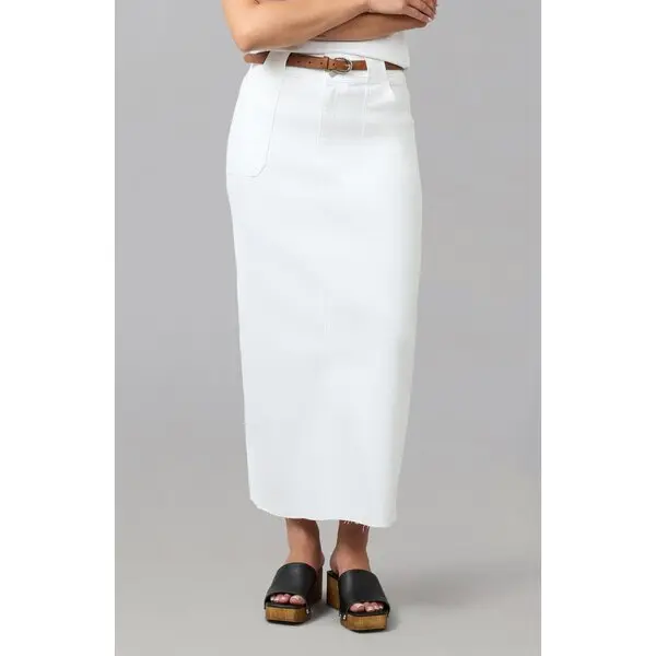 LOLA JEANS Madlyn High Rise Maxi Skirt - White