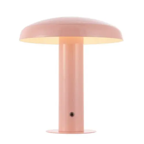 JONATHAN Y Suillius Contemporary Bohemian Rechargeable/cordless Iron Dimmable Integrated Led Mushroom Table Lamp - Pink