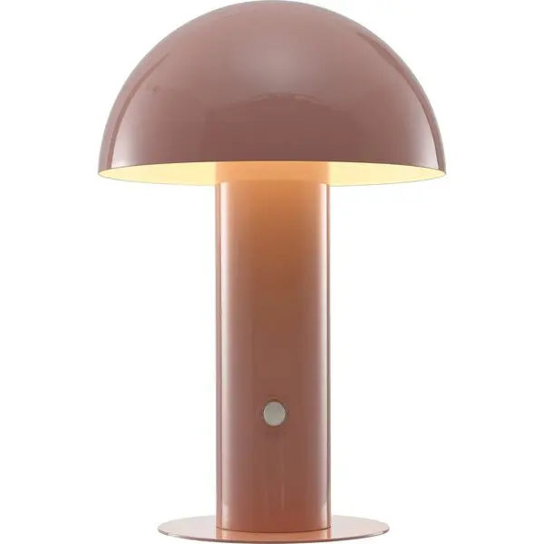 JONATHAN Y Boletus Contemporary Bohemian Rechargeable/cordless Iron Integrated Portable Led Mushroom Table Lamp - Pink
